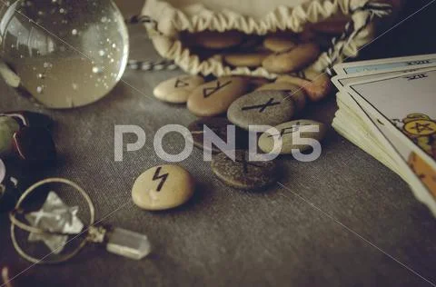 Runes and tarot cards ~ High Resolution & Quality #56886248