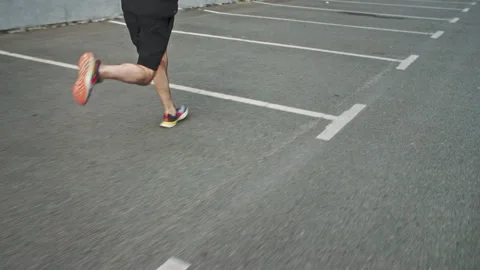 Runner man running fast in industrial ci... | Stock Video | Pond5