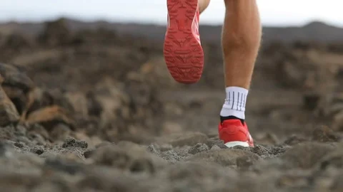 Runner Man Trail Running on Path Close u... | Stock Video | Pond5