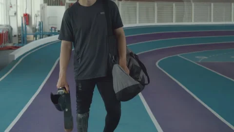 Runner with Prosthetic Limb and Blade Ar... | Stock Video | Pond5