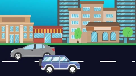 Flat Road Cartoon Stock Videos – Royalty-Free HD & 4K Videos