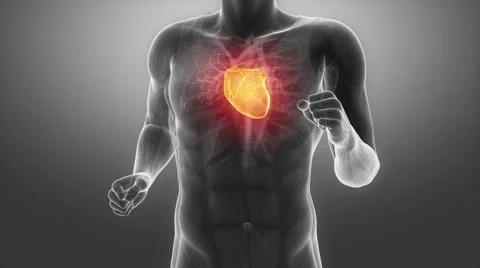 Running man with beating heart in loop | Stock Video | Pond5