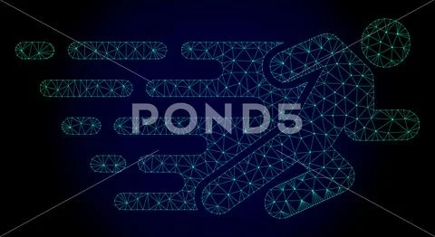 Running Man Polygonal Frame Vector Mesh with Fast Motion Effect ...