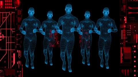 Running men 3D video. Mesh texture, grid... | Stock Video | Pond5