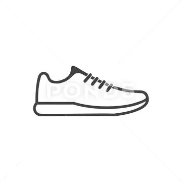 Running shoe outline icon. Simple line drawing of a running shoe perfect f. Illustration 282382100