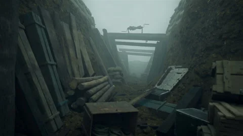 Running in a trench maze, choosing the r... | Stock Video | Pond5