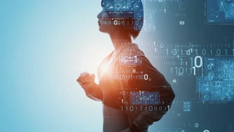 Running woman and Digital transformation... | Stock Video | Pond5