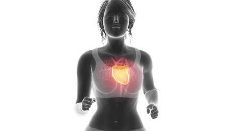 Running woman with beating heart in loop | Stock Video | Pond5