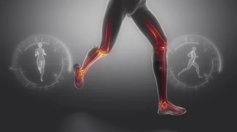 Running woman focused on leg bones | Stock Video | Pond5