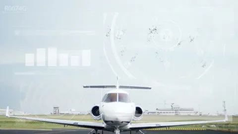 On runway, animation overlaying digital ... | Stock Video | Pond5