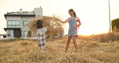 Rural Bliss Children's Playtime in the F... | Stock Video | Pond5