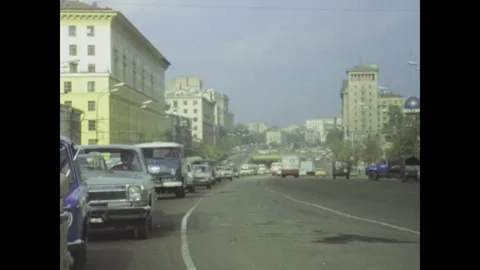 Russia 1977, 70s Moscow Traffic: Bustlin... | Stock Video | Pond5