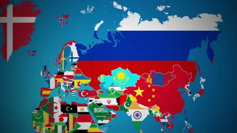 Russia with flag country nation outline ... | Stock Video | Pond5