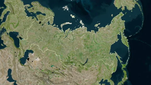 Russia map - solid. Regions. Satellite. | Stock Video | Pond5