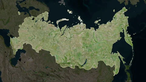 Russia map - zoom. Border. Satellite. | Stock Video | Pond5