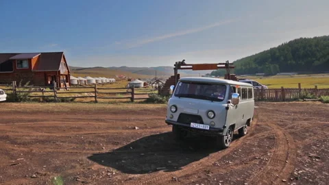 Russian built bus UAZ 452 Buchanka leave... | Stock Video | Pond5