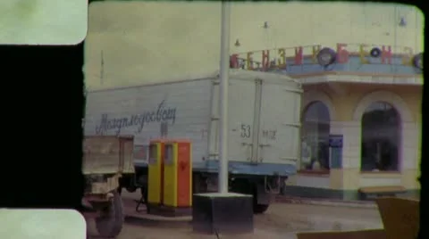 RUSSIAN GAS STATION Soviet Union USSR 19... | Stock Video | Pond5