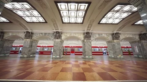 Russian metro train at beautiful subway ... | Stock Video | Pond5