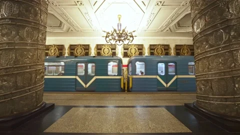 Russian metro train at beautiful subway ... | Stock Video | Pond5
