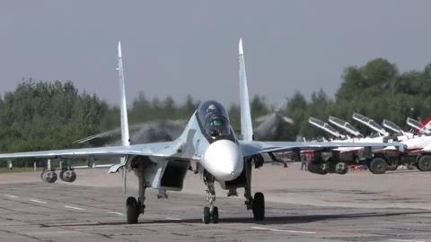 Russian military fighter aircraft Sukhoi... | Stock Video | Pond5