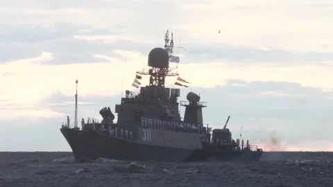 Russian Navy, line ahead, modern militar... | Stock Video | Pond5