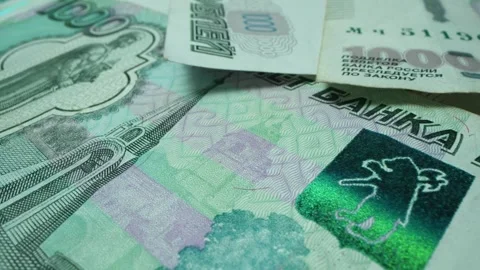 Russian paper money close up. Thousandth... | Stock Video | Pond5