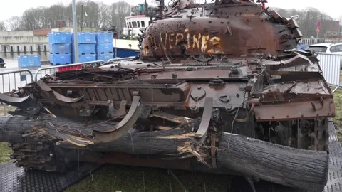 Russian T-72B tank, destroyed by the Ukr... | Stock Video | Pond5