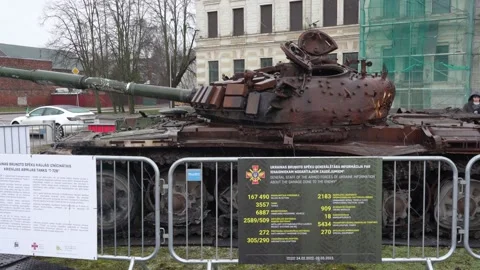 Russian T-72B tank, destroyed by the Ukr... | Stock Video | Pond5