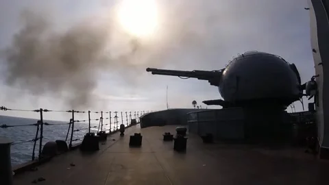 Russian warships - Shots from the ship's... | Stock Video | Pond5