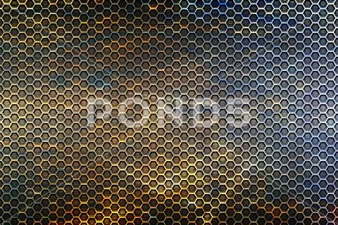 Rust hexagon background and texture. Illustration #107644616