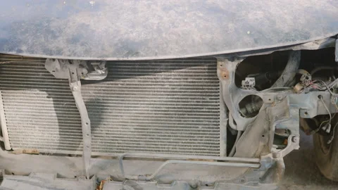 Rusted hulk wreck of radiator car machin... | Stock Video | Pond5