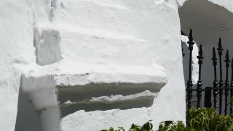 Rustic columns with capitals in the entr... | Stock Video | Pond5