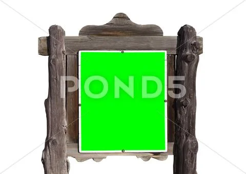Rustic Wood Sign with Chroma Green Screen Insert ~ Premium Photo #57466039