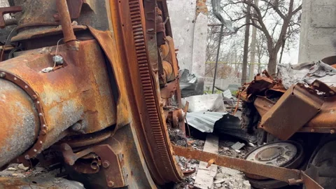 rusty and broken Russian tank with turre... | Stock Video | Pond5