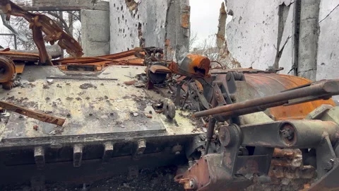 Rusty and broken side of tank with torn ... | Stock Video | Pond5