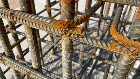 Rusty rebar for concrete pouring. Steel ... | Stock Video | Pond5