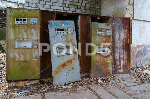 Rusty vending machines for sale soda water in dead town of Pripyat ~ Hi ...