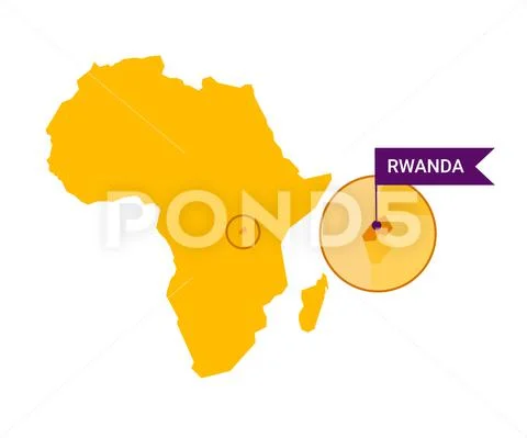 Rwanda on an Africa s map with word Rwanda on a flag-shaped marker ...