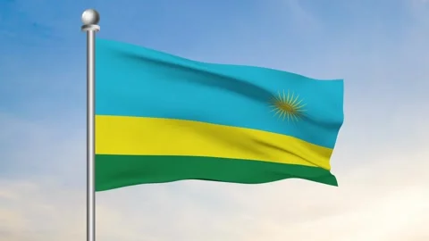 Rwanda Flag Waving In Blue Sky Front Vie... | Stock Video | Pond5