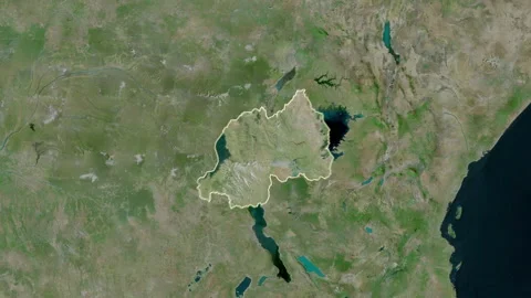 Rwanda map - extract. Border. Satellite.... | Stock Video | Pond5