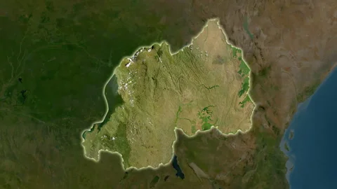 Rwanda map - extract. Glow. Satellite. L... | Stock Video | Pond5