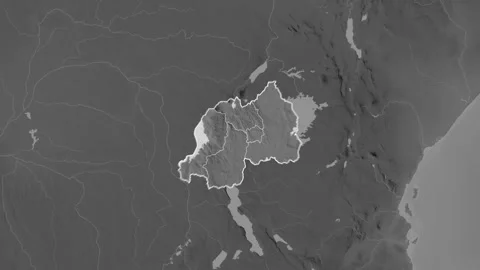 Rwanda map - extract. Regions. Grayscale... | Stock Video | Pond5