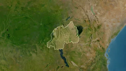 Rwanda map - extract. Regions. Satellite... | Stock Video | Pond5