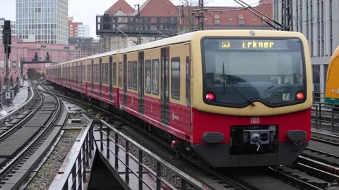 S-Bahn train of the S-Bahn Berlin. S3 de... | Stock Video | Pond5