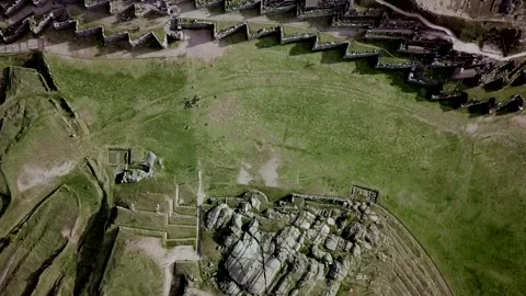 Sacsayhuaman, Peru, Extended Overhead Dr... | Stock Video | Pond5