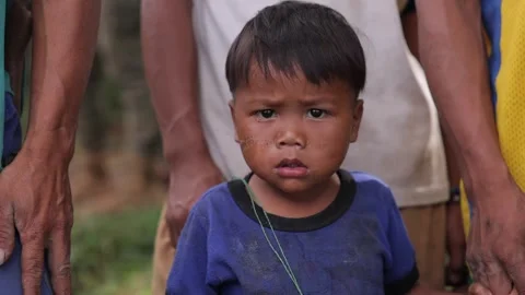 Sad Asian Child Poverty Living In Small ... | Stock Video | Pond5