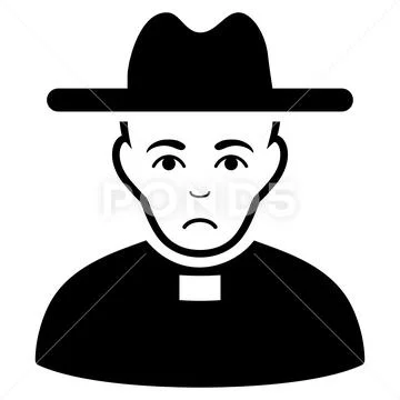Sad Catholic Priest Black Icon: Royalty Free #85128922