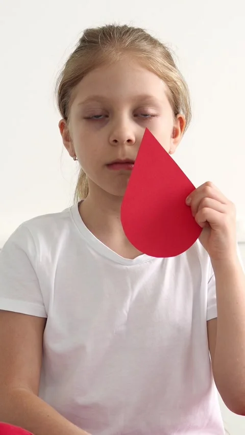 Sad child asks for help with blood donat... | Stock Video | Pond5