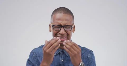 Sad, crying black man with depression an... | Stock Video | Pond5