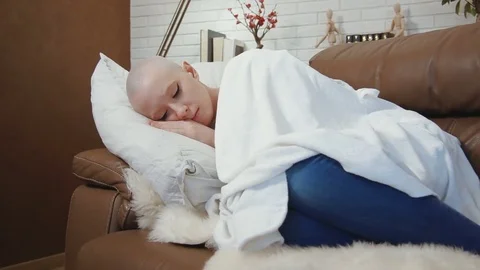 Sad, depressed cancer patient woman lyin... | Stock Video | Pond5